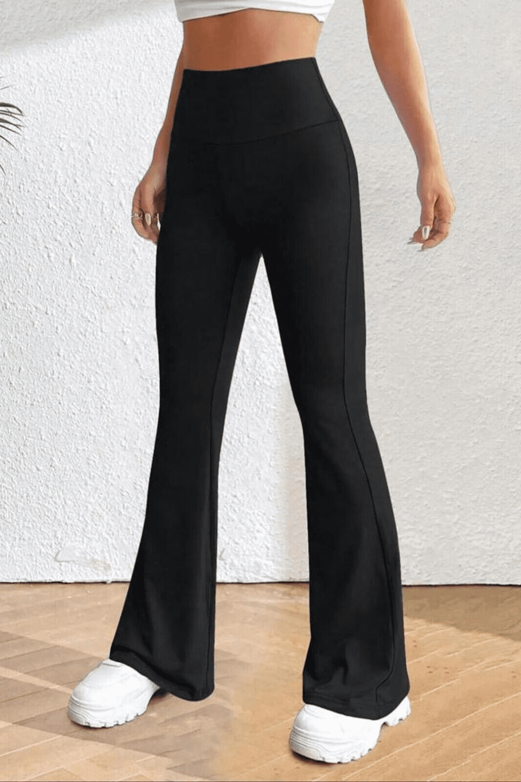 Womens High Waist Leggings Ladies Palazzo Flare Stretch Yoga Running ...